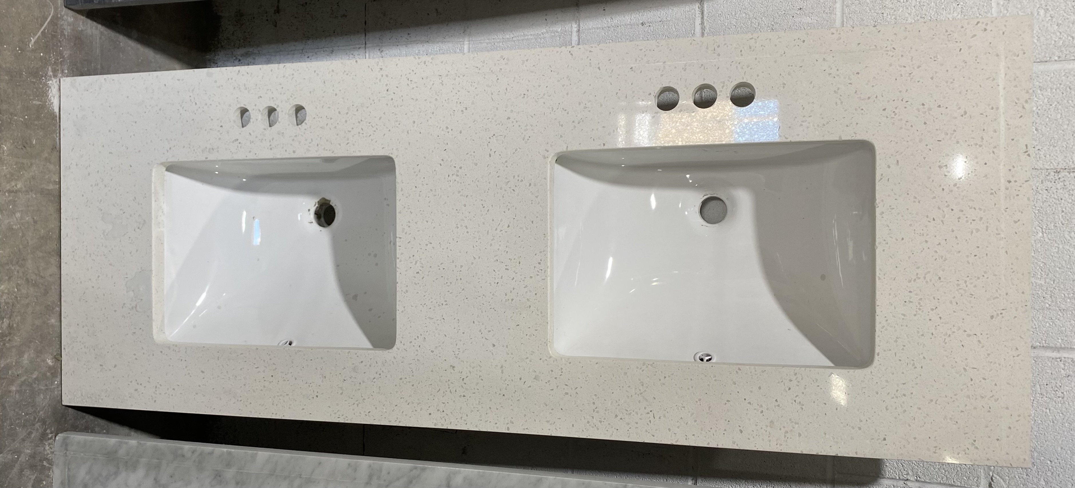 Rock White Quartz double bowl Vanity Top – Galway Marble and Granite